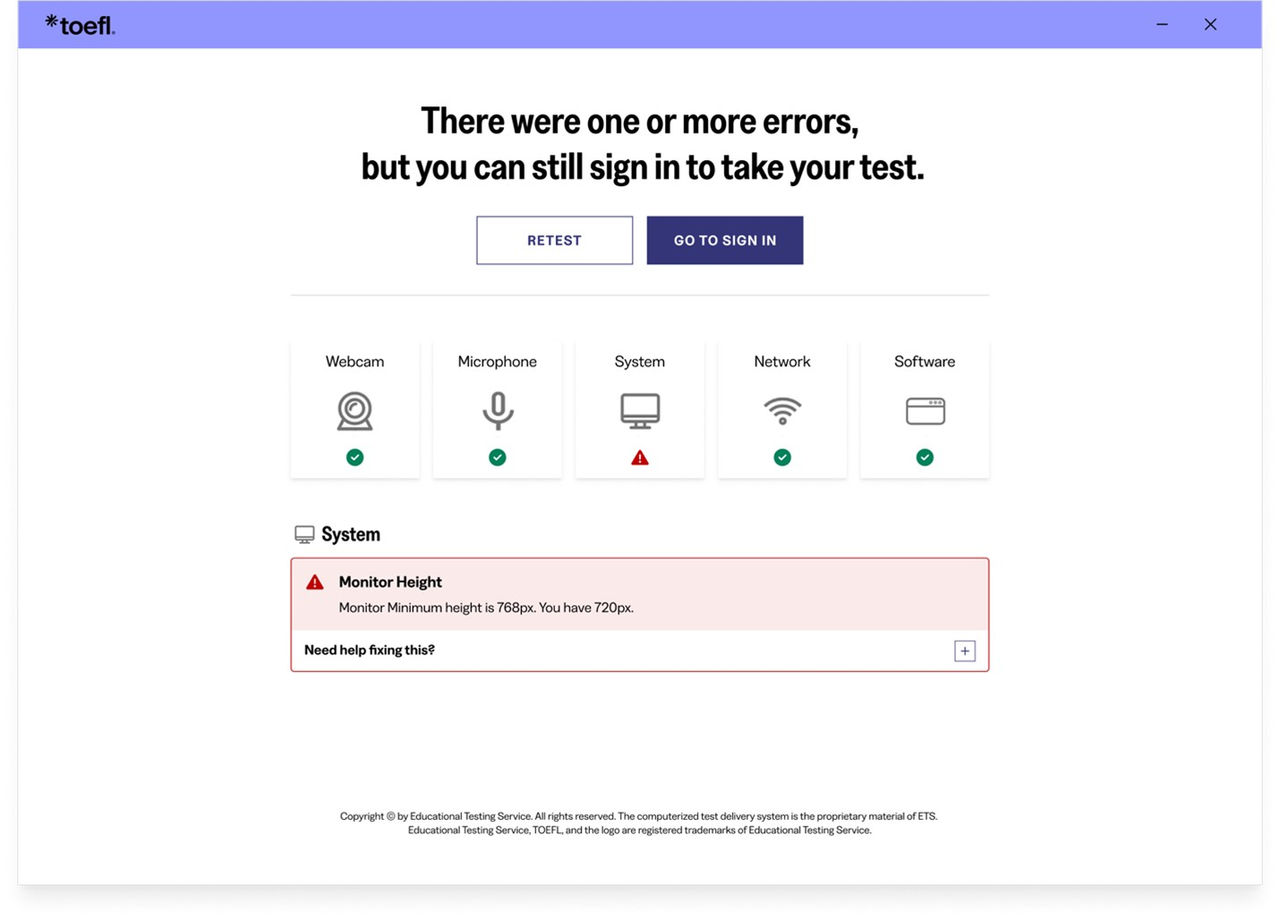 At Home Testing Requirements for the TOEFL iBT Test
